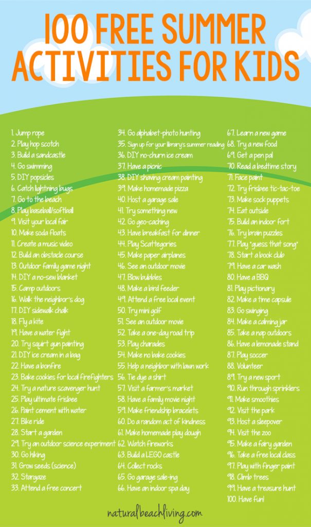 100 Free Summer Activities For Kids 100 Free Summer Activities For Kids