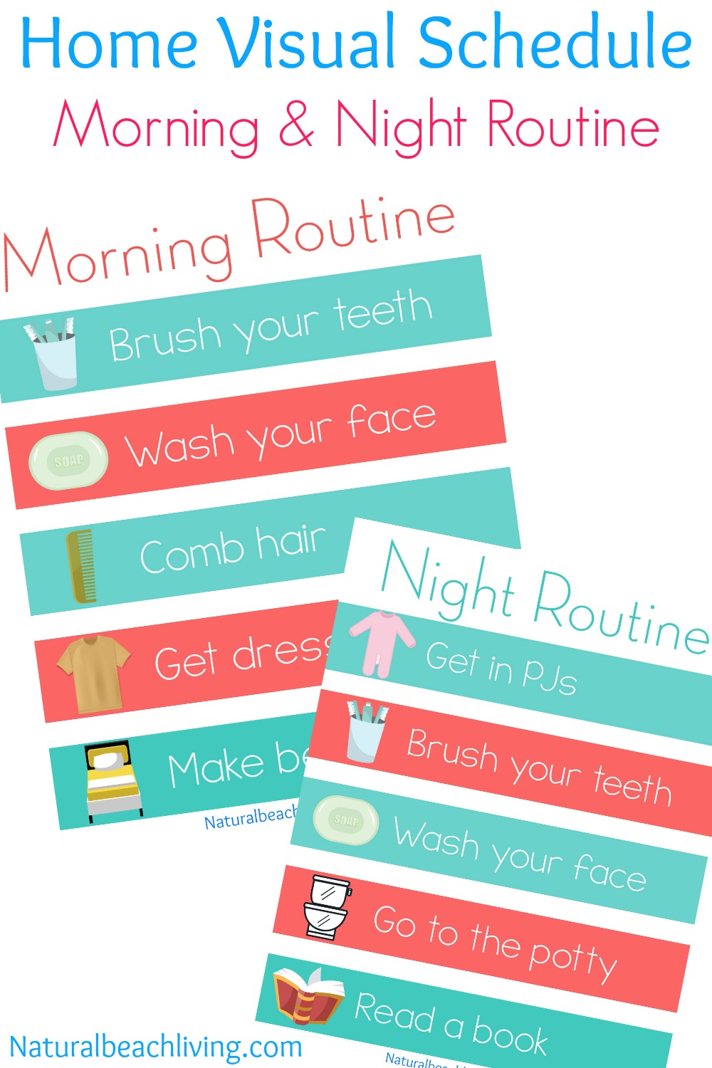 Home Visual Schedule Printables For Morning And Night Routine Natural 