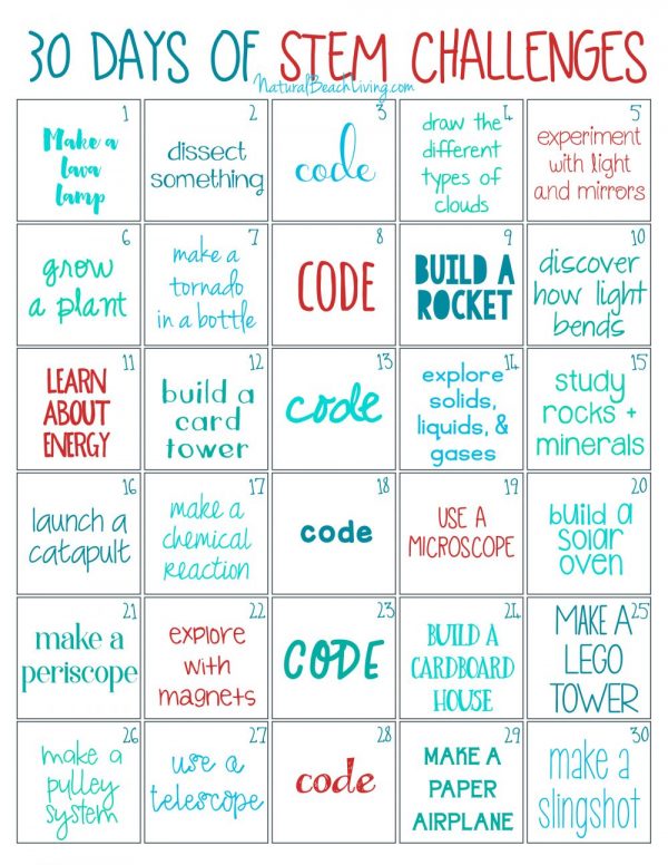 30 days of STEM Activities - STEM Challenge - Natural Beach Living