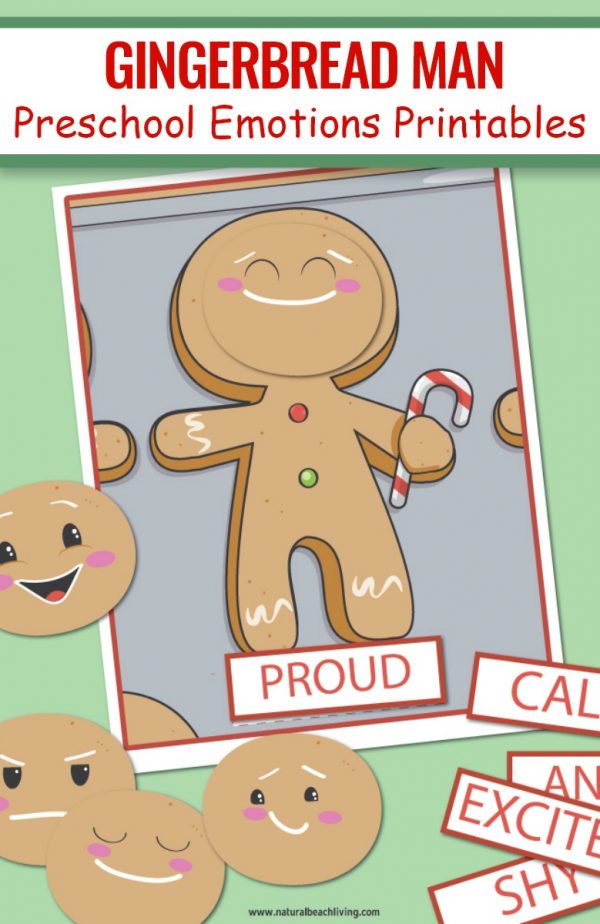 Gingerbread Man Preschool Emotions Printables - Natural Beach Living