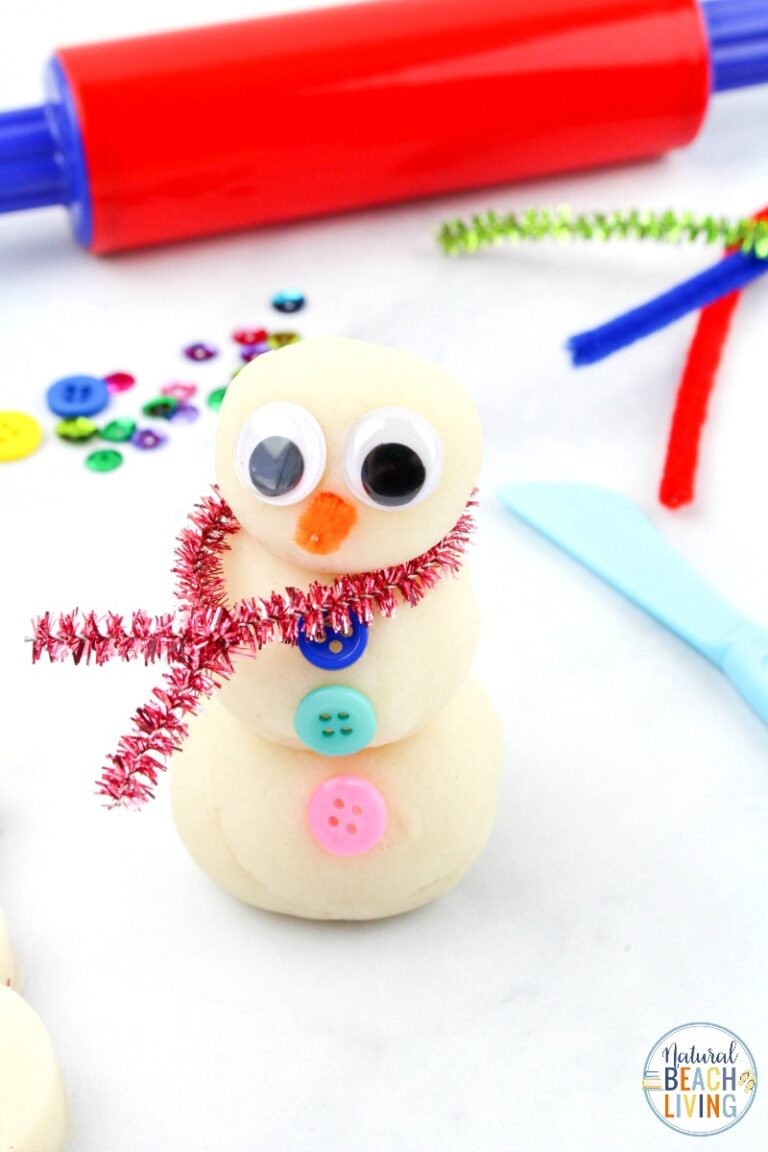 Snow Playdough Recipe Snowman Playdough Activity - Natural Beach Living