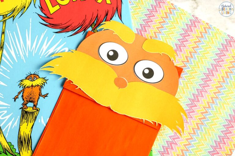 The Lorax Paper Bag Puppet Craft with Free Lorax Template - Natural ...