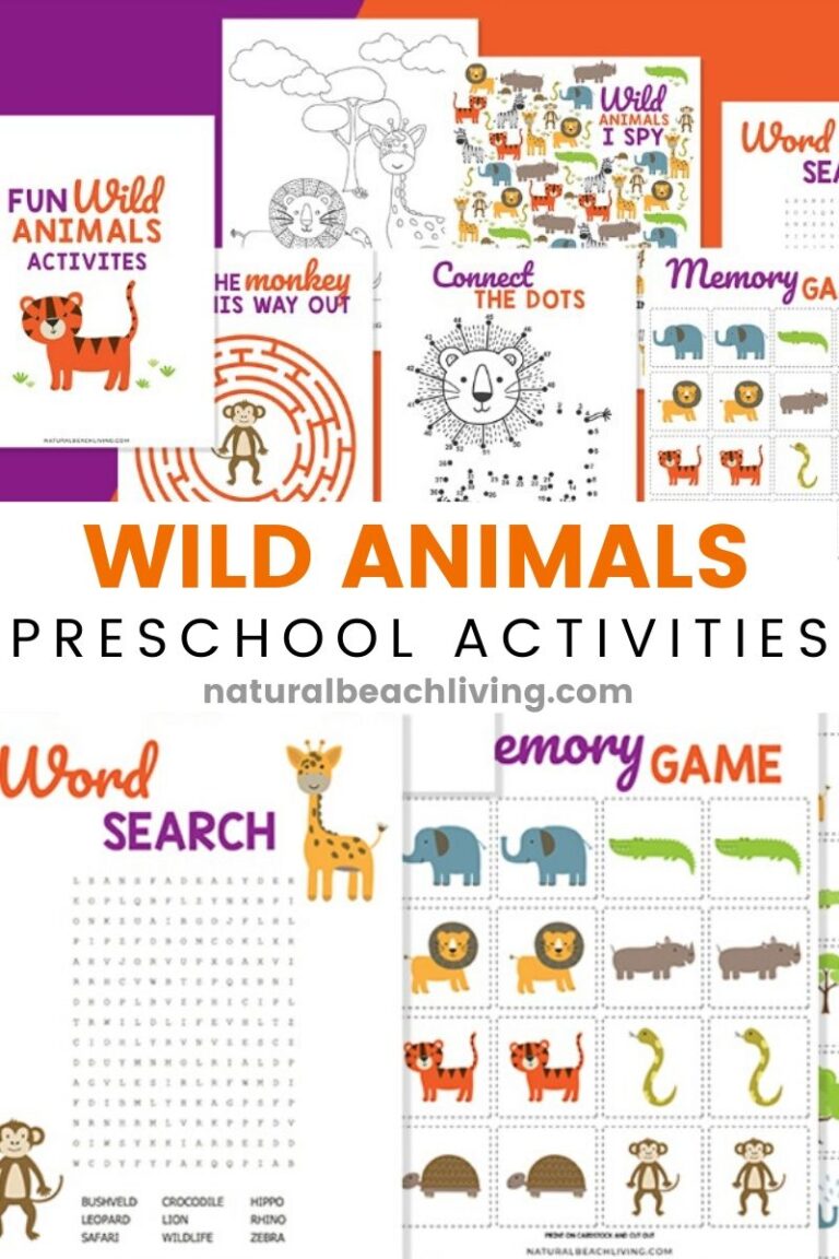 Wild Animals Printables for Preschool and Kindergarten - Natural Beach ...