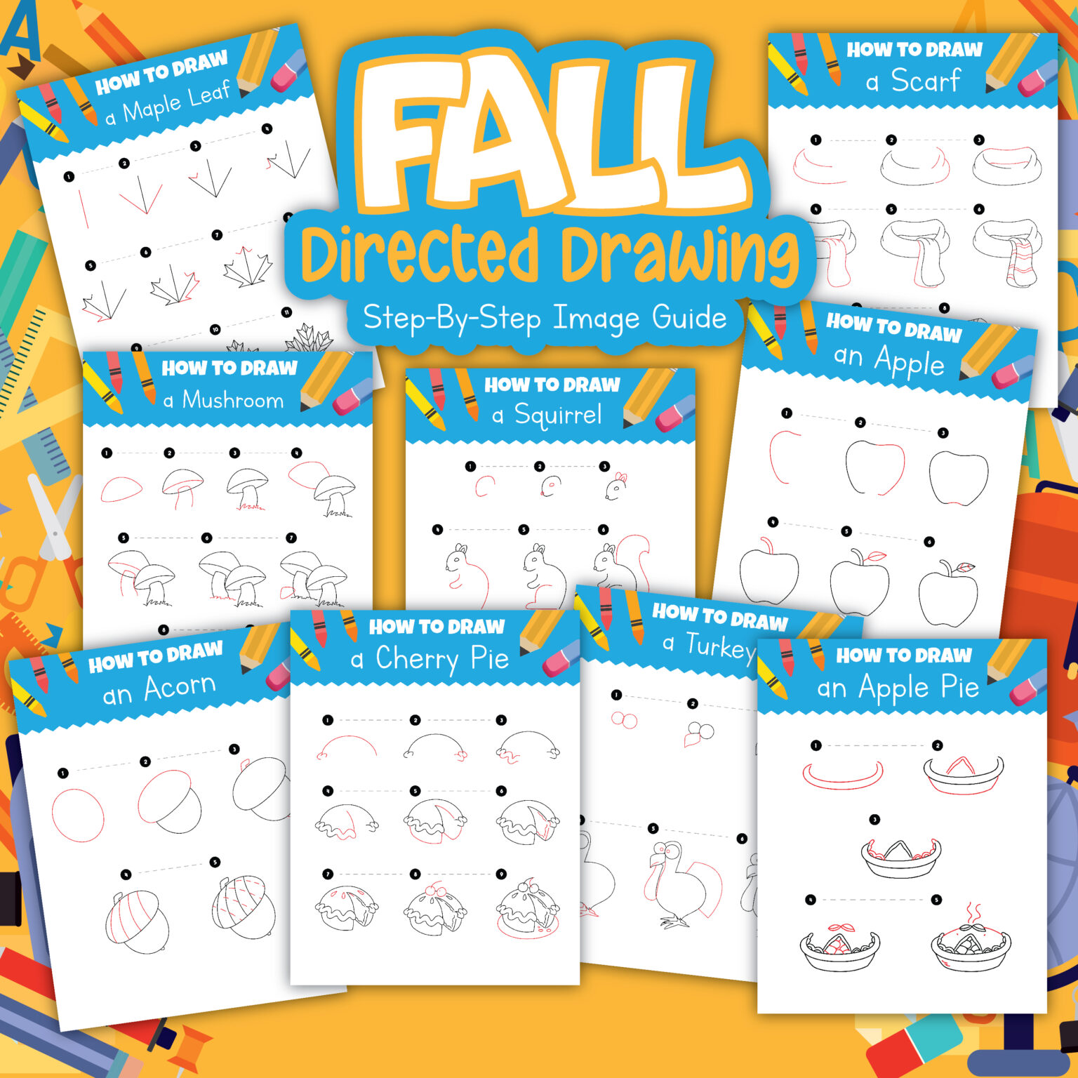 How to Draw Fall Ideas - Fall Themed Directed Drawing for Kids ...